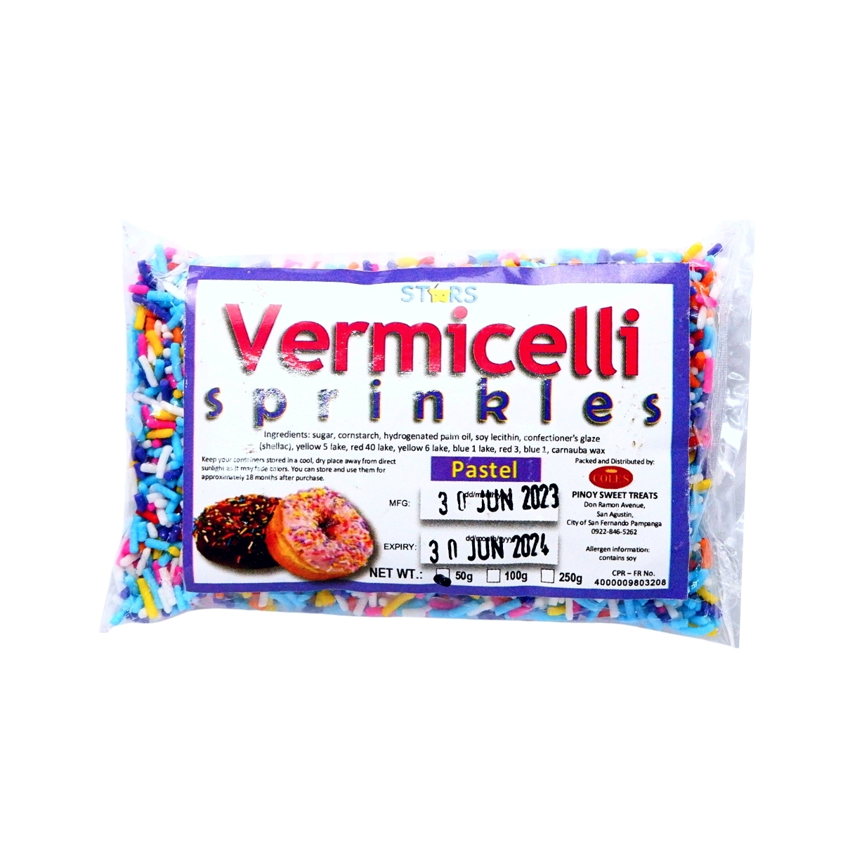 Coles Vermicelli Sprinkles Pastel 50g - Landmark